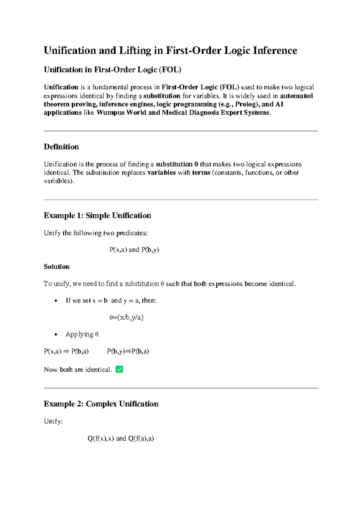 Inference Methods in First Order Logic (FOL) - Unification & Lifting ...