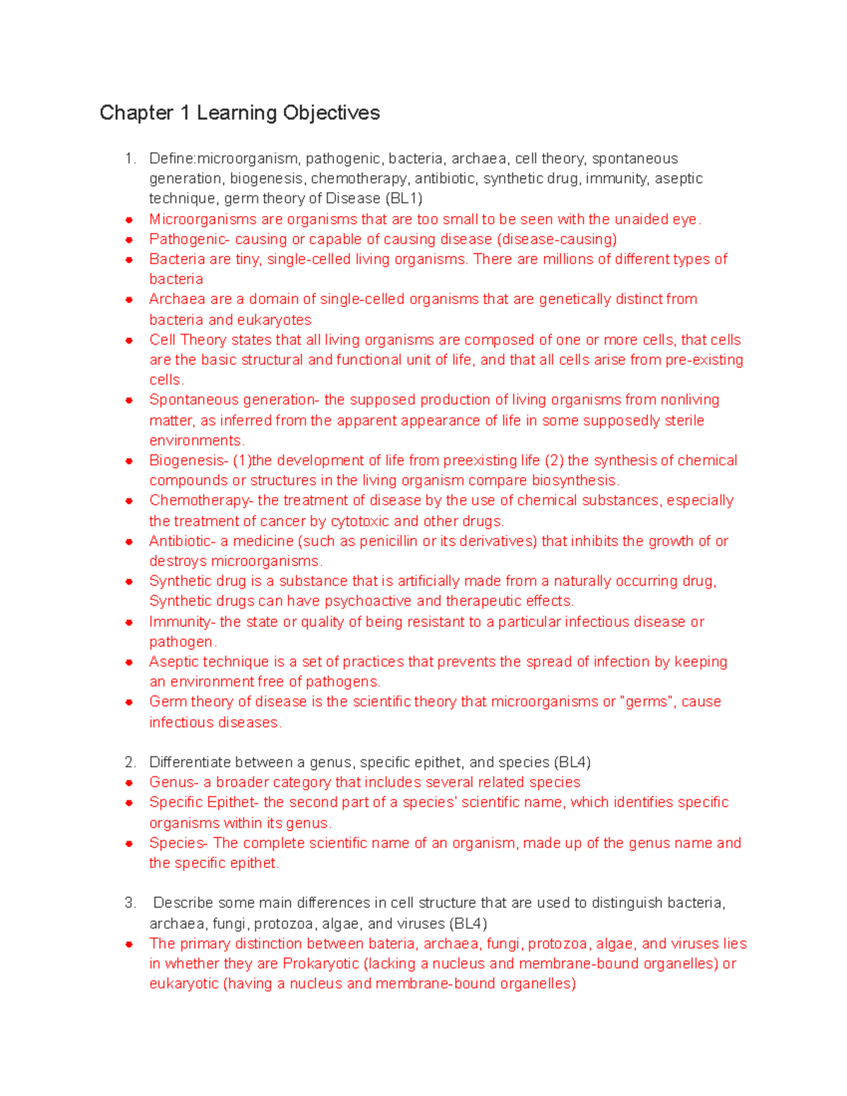 Microbiology Concepts and Contributions: Chapter 1 Study Guide (BL1 ...