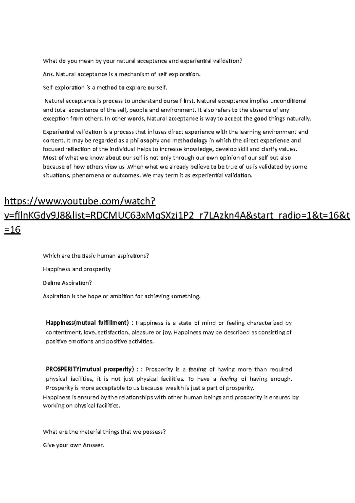 Happiness and prosperity - What do you mean by your natural acceptance ...