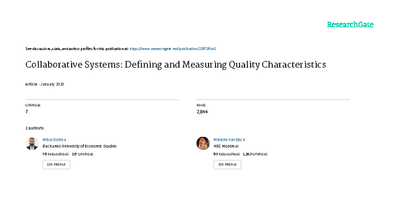Collaborative Systems (CS 101): Defining & Measuring Quality Metrics ...