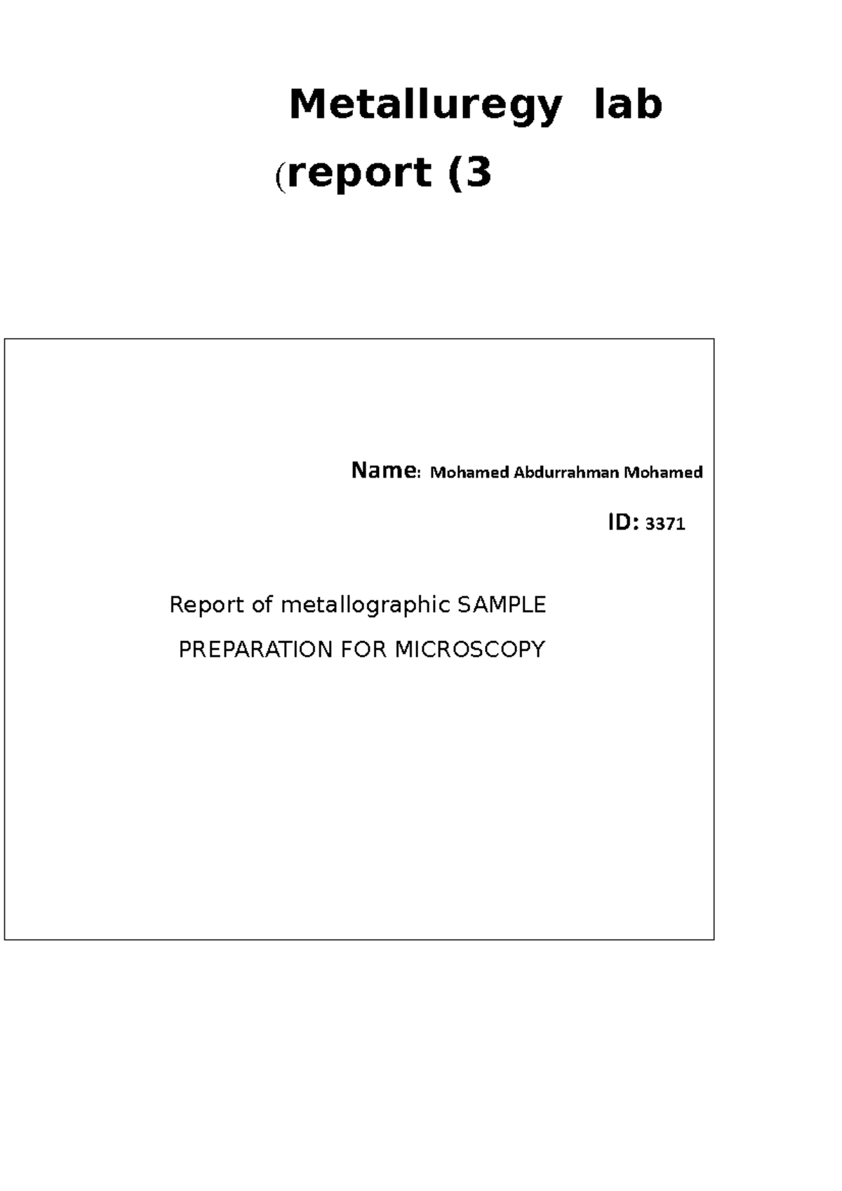 Metallurgy Lab Report: Specimen Prep & Microscopy Analysis - Studocu