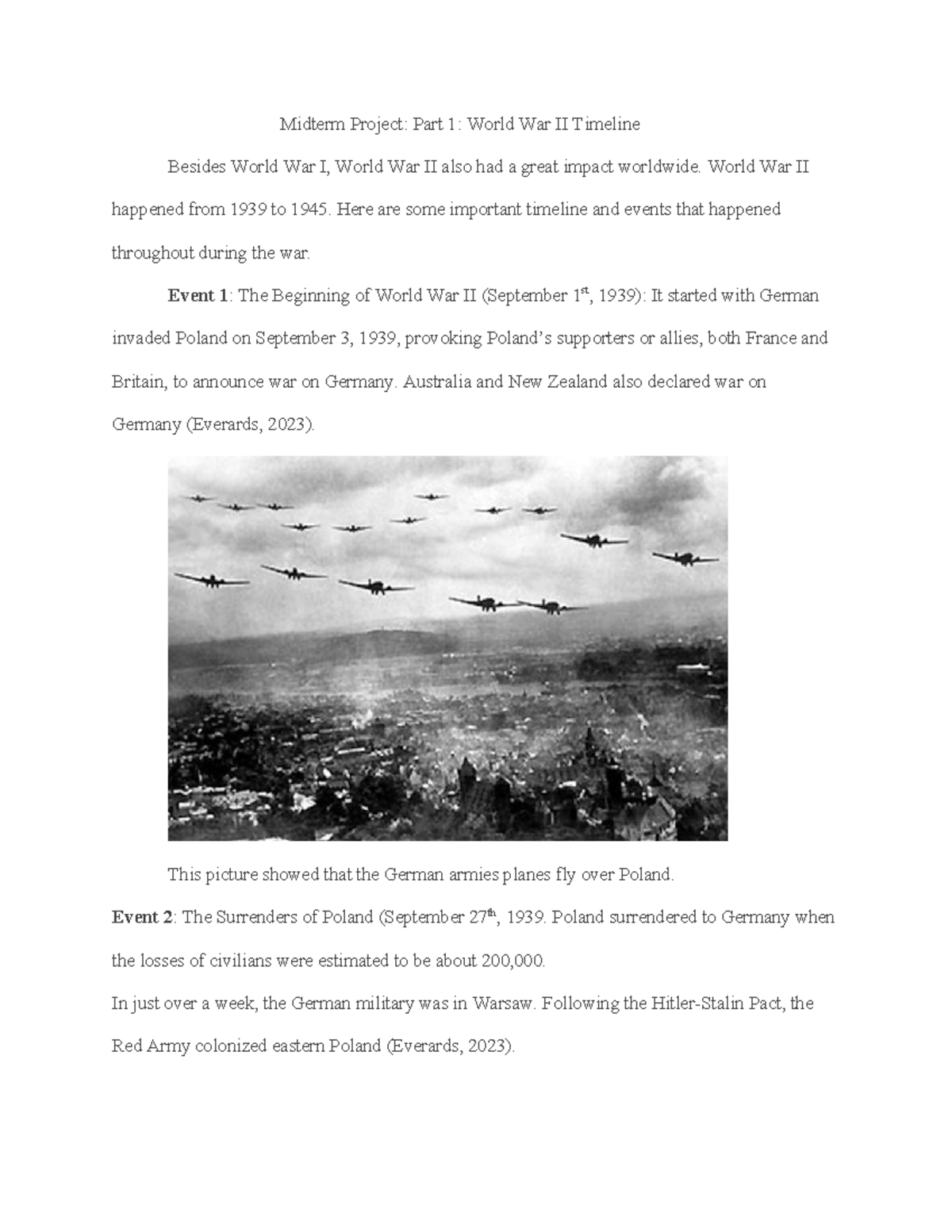 Week 4 Midterm Project Part 1: Key Events of World War II Timeline ...