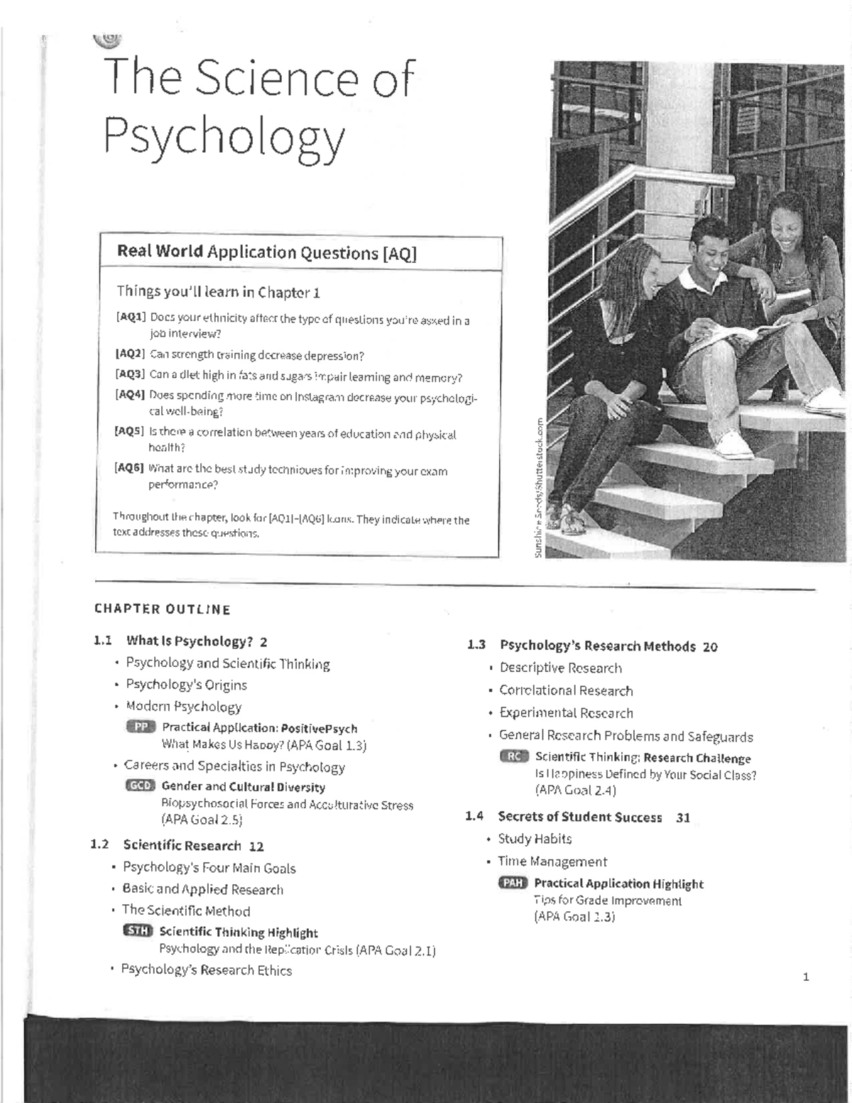 Chapter 1 Scan - PSY 100 - The Science of Psychology Real World ...
