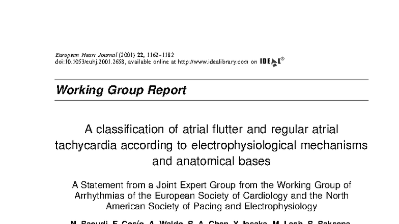 Working Group Report: Classification of Atrial Flutter & Tachycardia ...