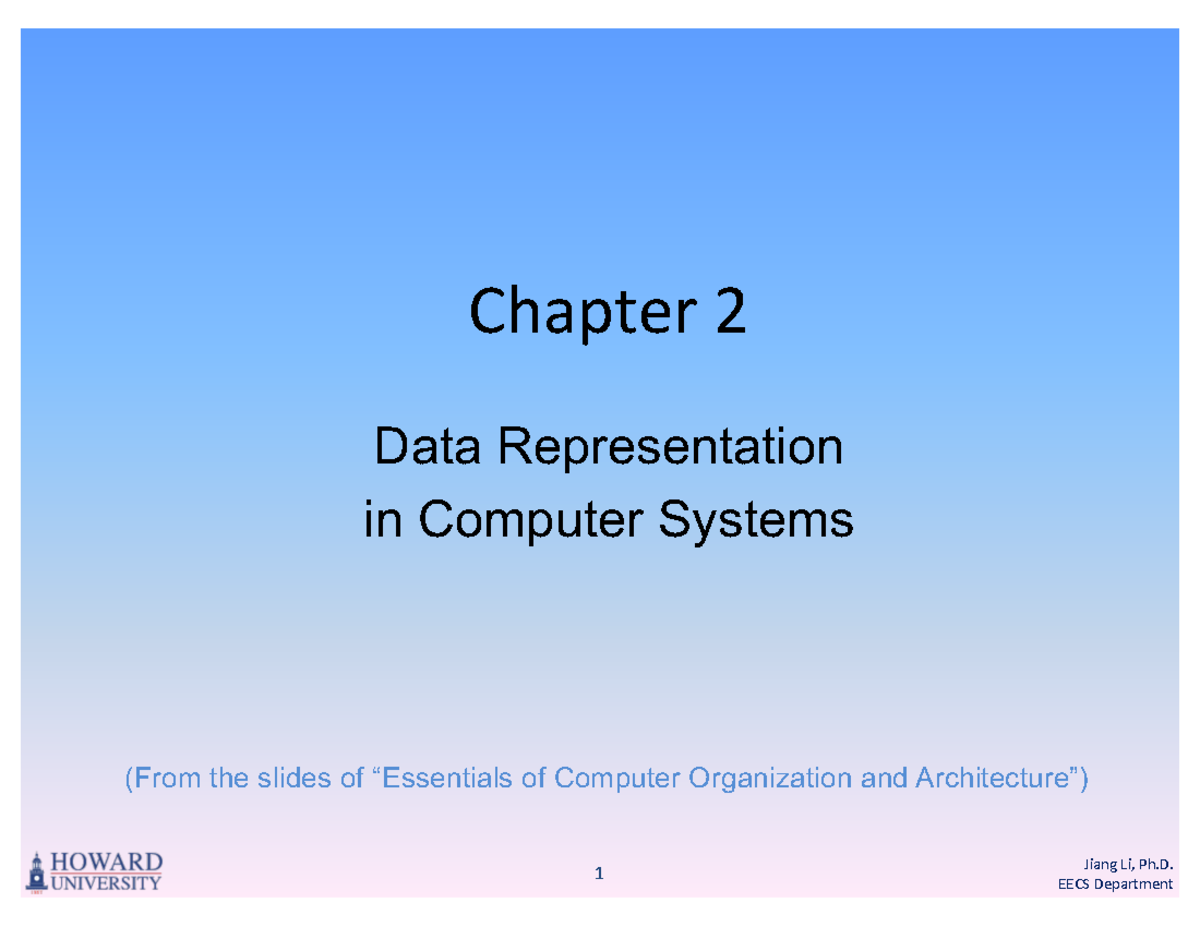 Signed Integer Representation in Computer Systems: Concepts & Examples - Jiang Li, Ph. Chapter 2 ...