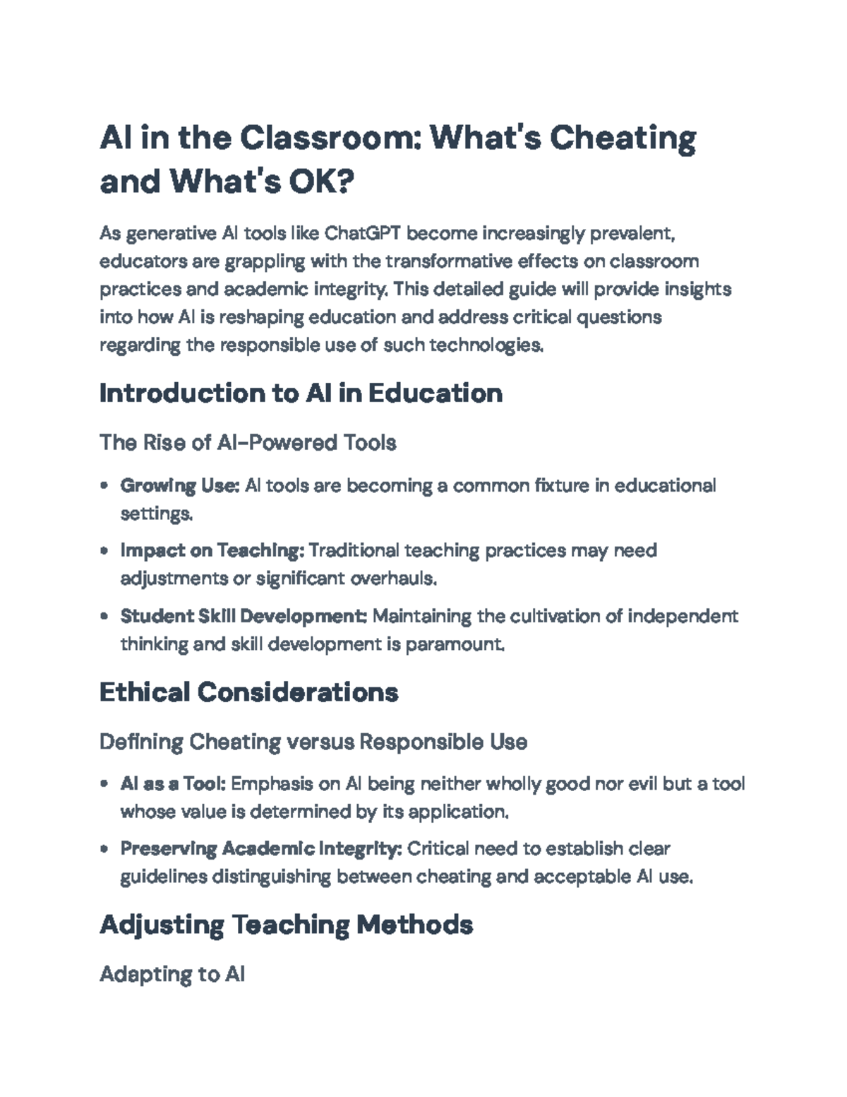 AI in the Classroom: Cheating vs. Responsible Use - Insights for ...