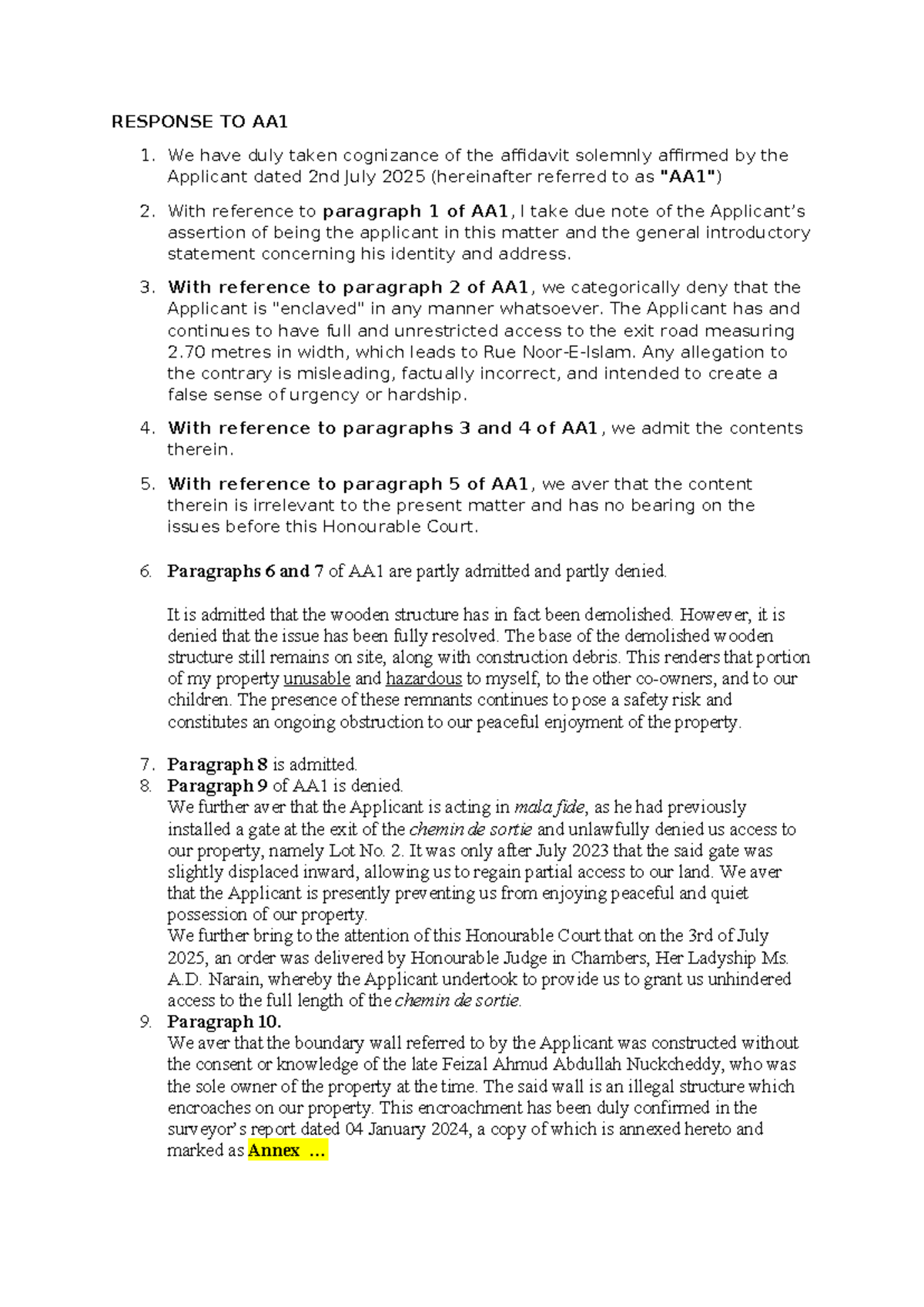 Response to Injunction - AA1 Case Analysis and Legal Arguments - Studocu