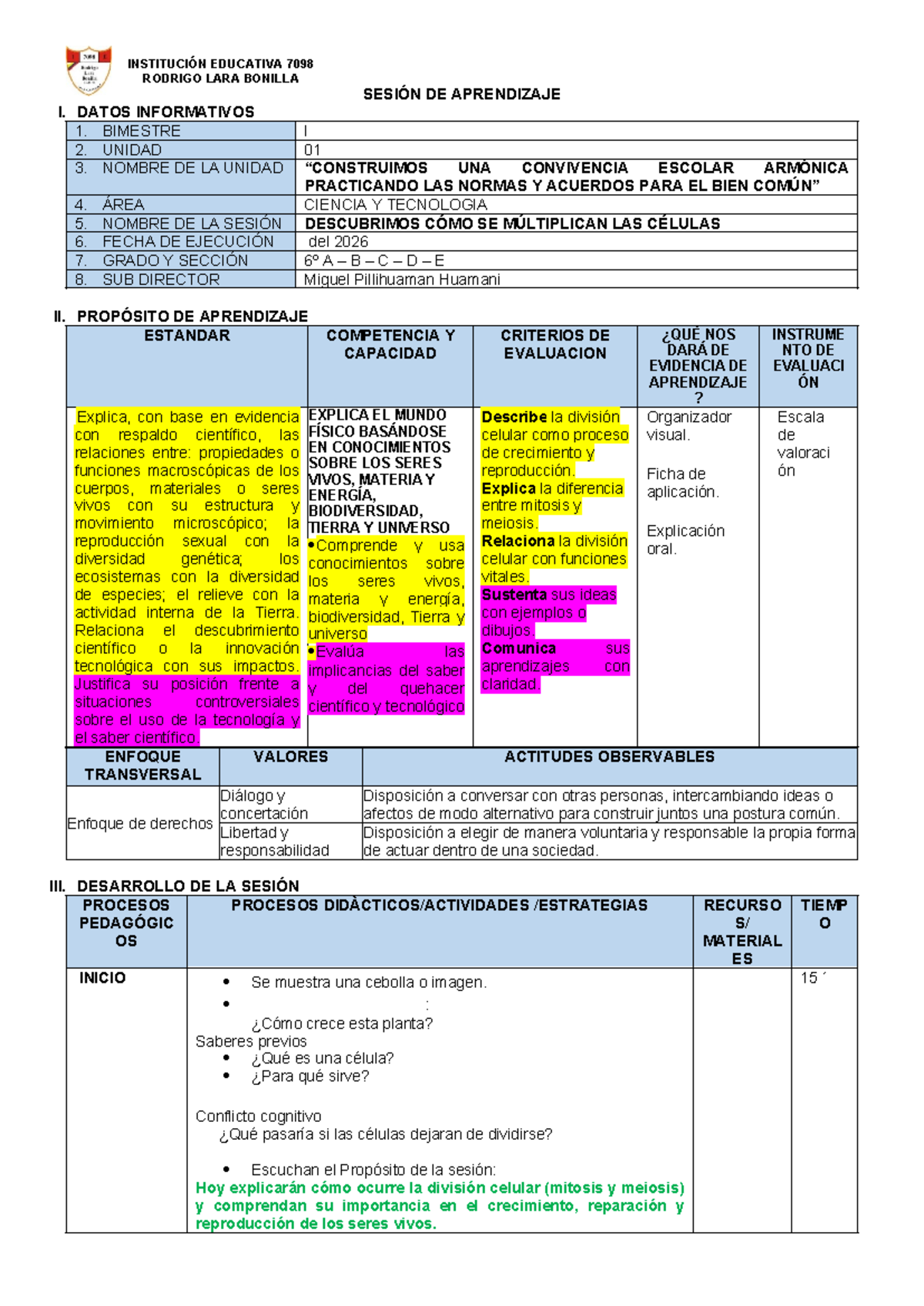 Descubrimos Cómo se Multiplican las Células - 6º A - Studocu