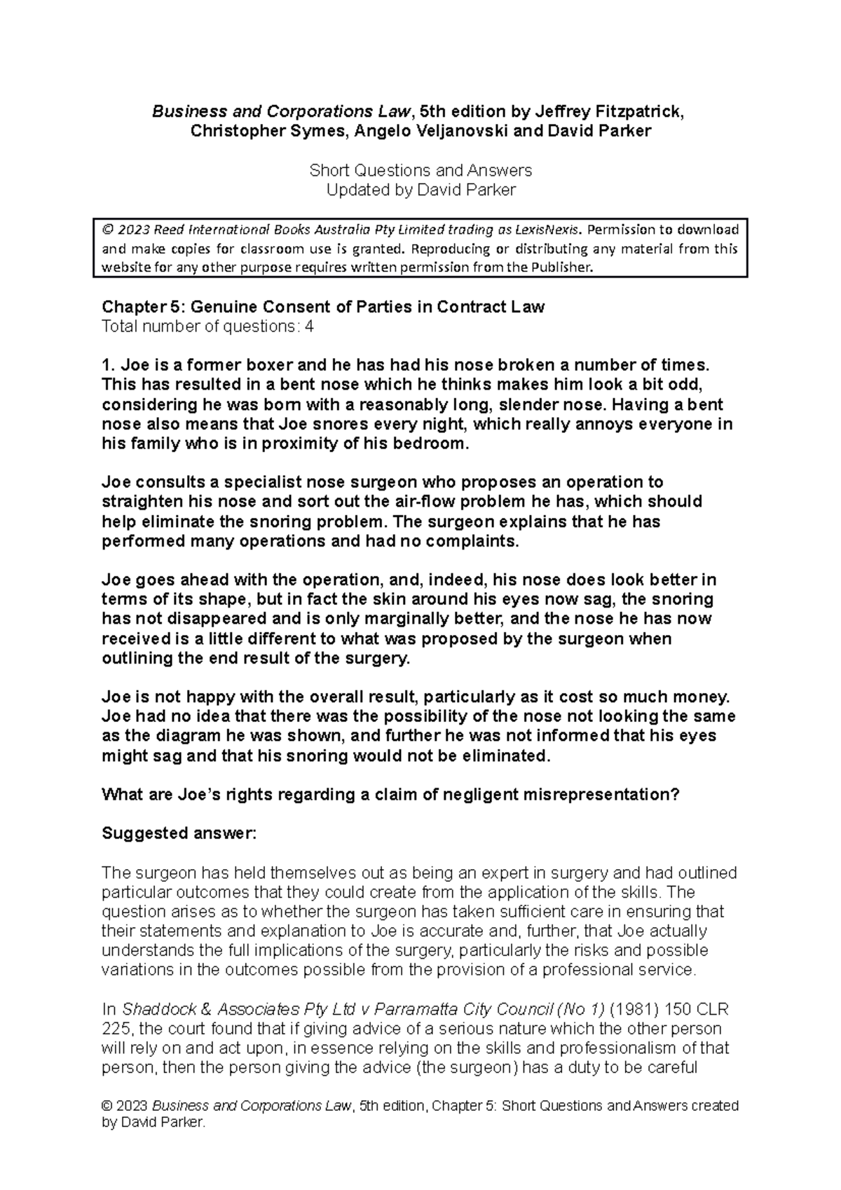 BCL5 Short Q&A on Genuine Consent in Contract Law - Studocu