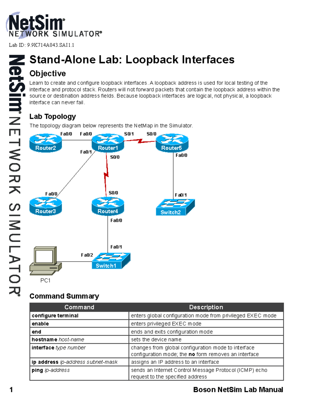 Lab 9.9K714A043.SAI1.1: Configuring Loopback Interfaces - Studocu