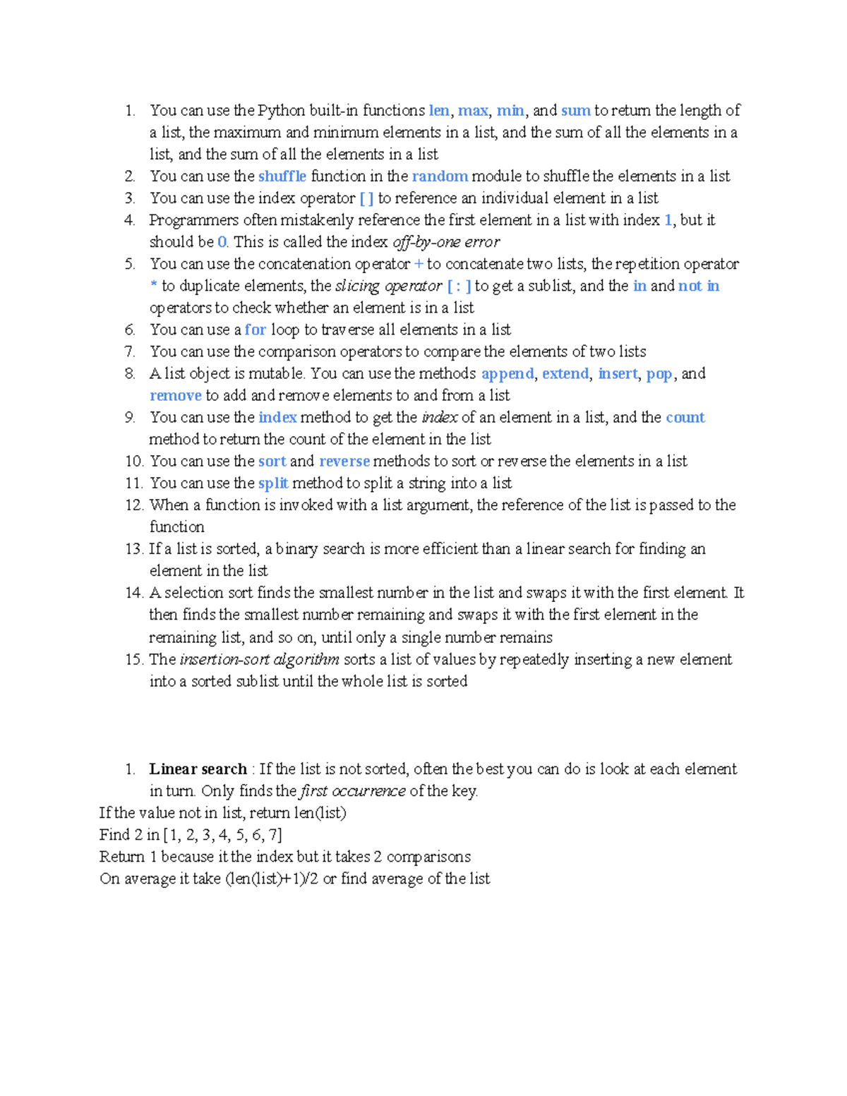 Chapter 10 - Lists - Introduction to Programming Using Python - You can use the Python built-in ...