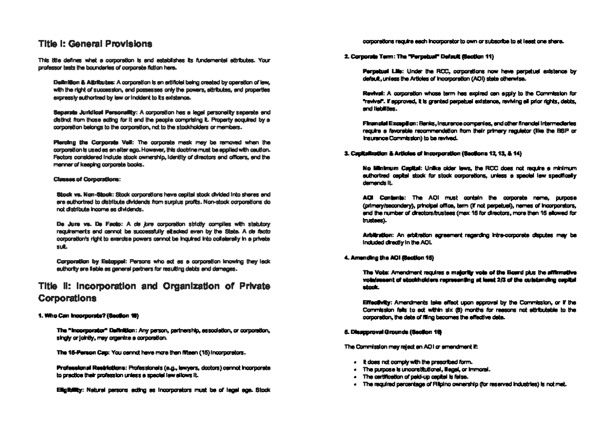 Corpo Reviewer: Comprehensive Study Guide for Course 01-234 - Studocu