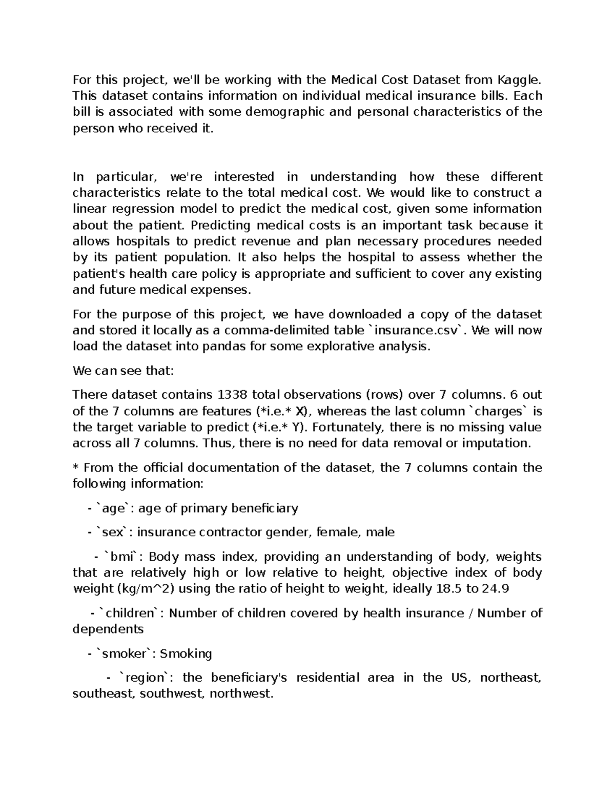 Medical Cost Prediction Using Linear Regression: Analysis & Insights ...