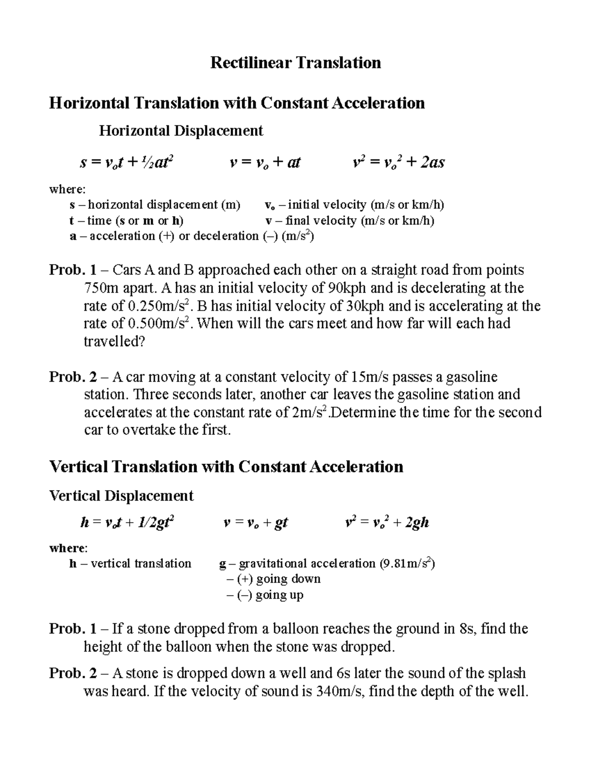 Rectilinear Translation Problems: Analysis and Problem Solving - Studocu