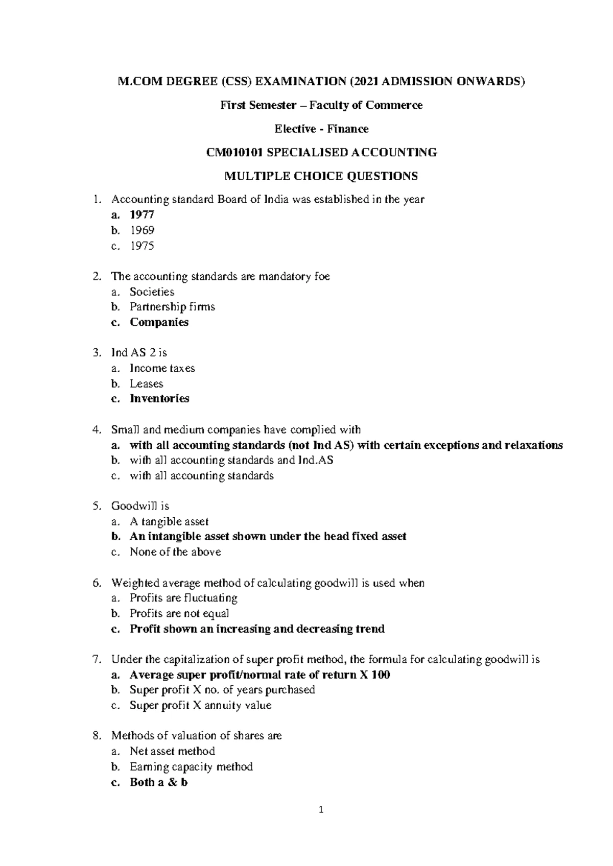 Unit 4 MCQs (specialised accounting) - Chapter- Royalty & Hire Purchase ...