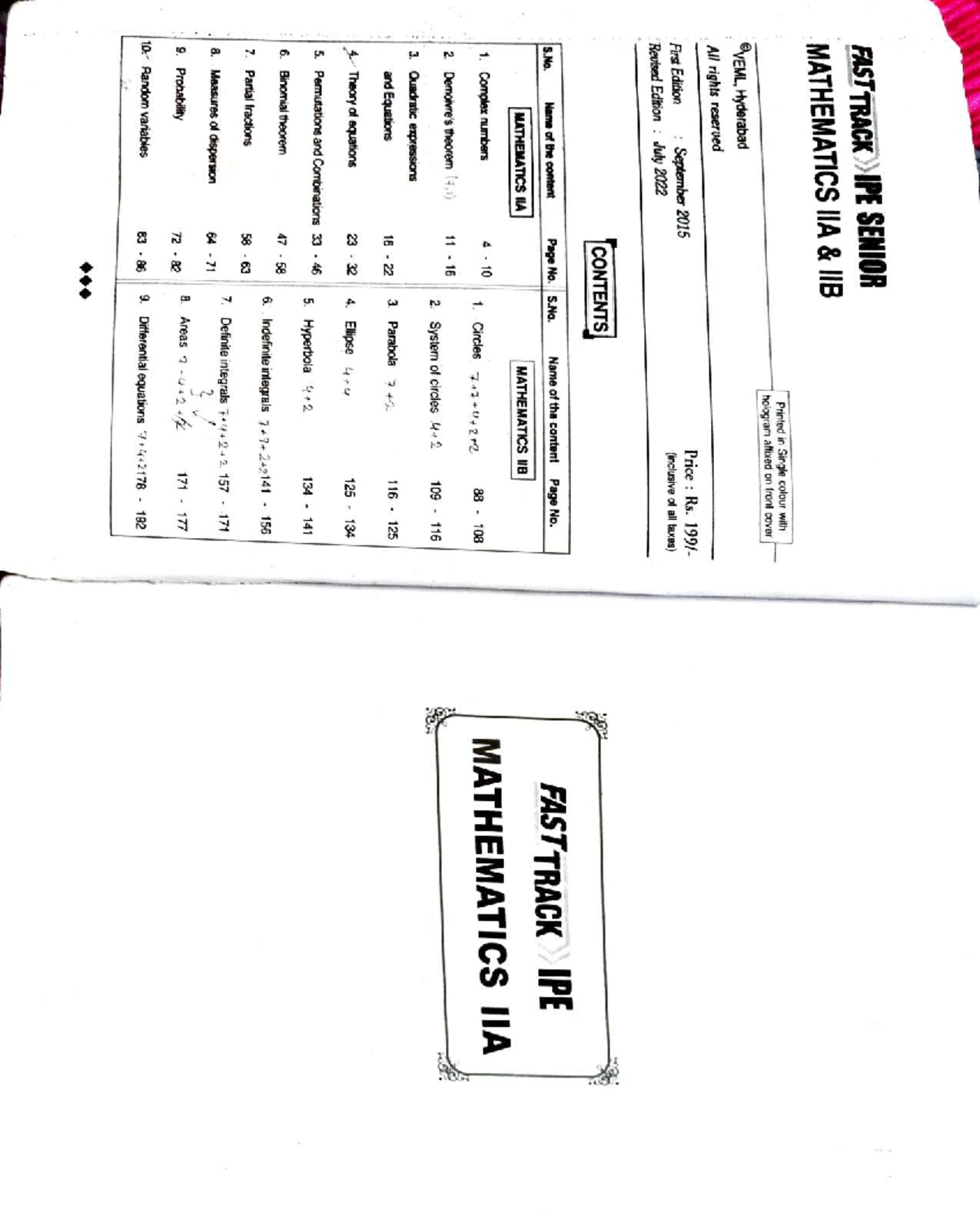 Fast Track IPE Mathematics IIA & IIB Study Notes for Sri Chaitanya ...