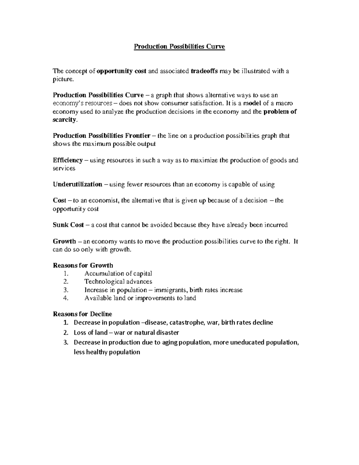 ECO201 CH1 & PPC-Practice - Production Possibilities Curve The concept ...