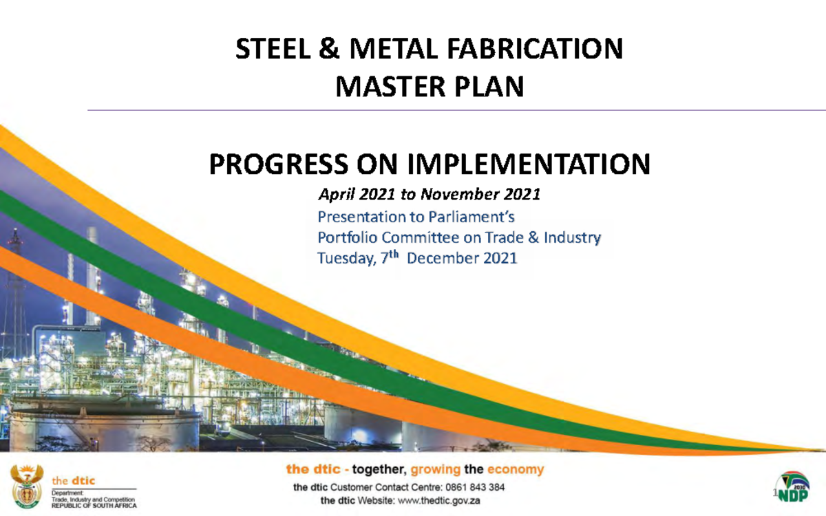 Steel and Metal Fabrication Master Plan Progress Report (Apr-Nov 2021 ...