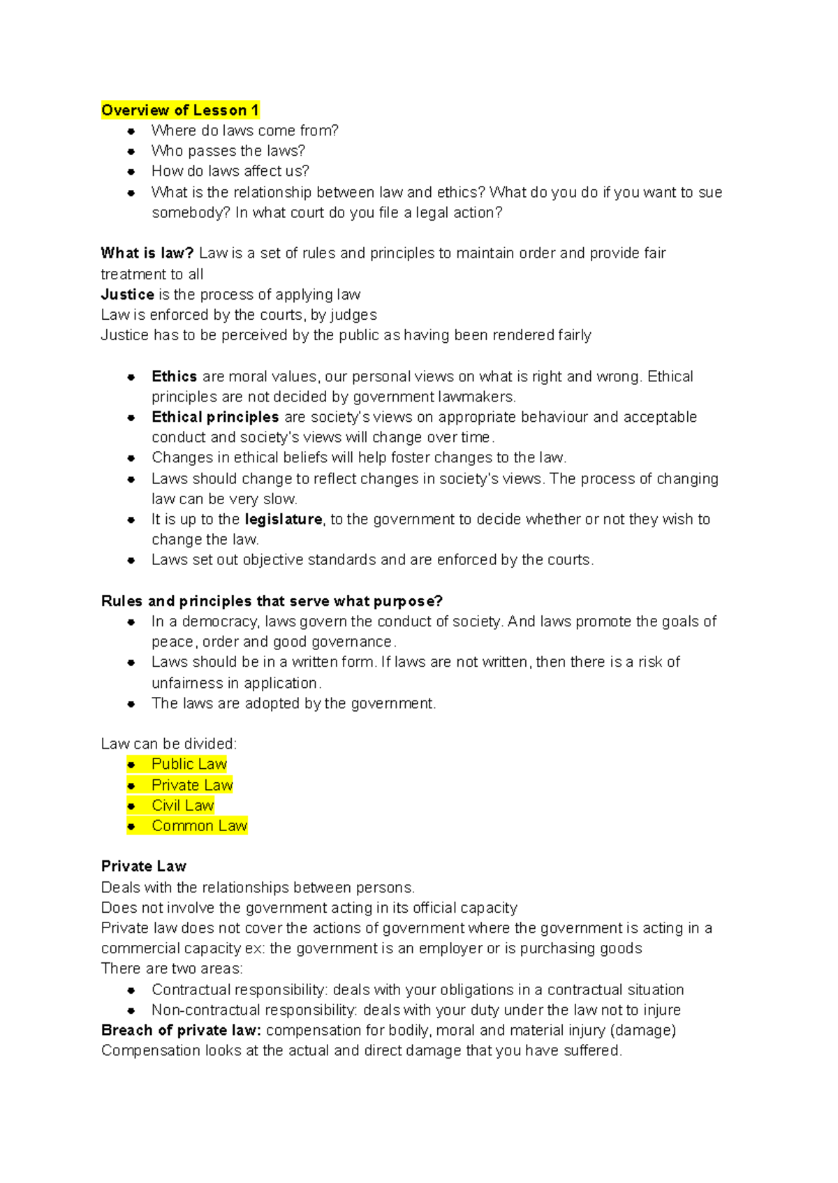 COMM316 - Chapter 1: Understanding Law, Ethics, and Justice - Studocu
