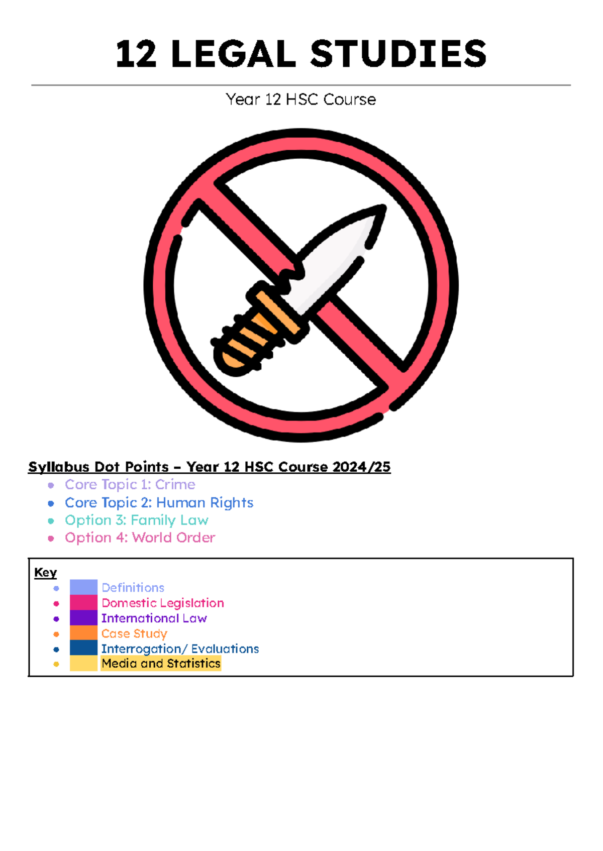 Legal Studies HSC Stage 6 Crime Notes - 12 LEGAL STUDIES Year 12 HSC ...