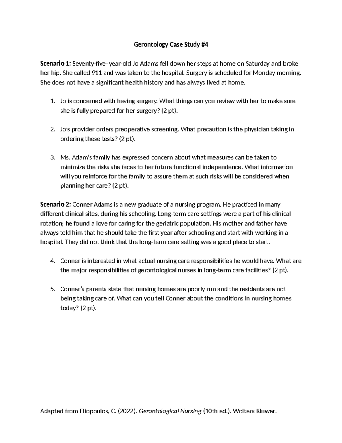 NURS134 Week 7 Gerontology Case Study Analysis and Discussion - Studocu