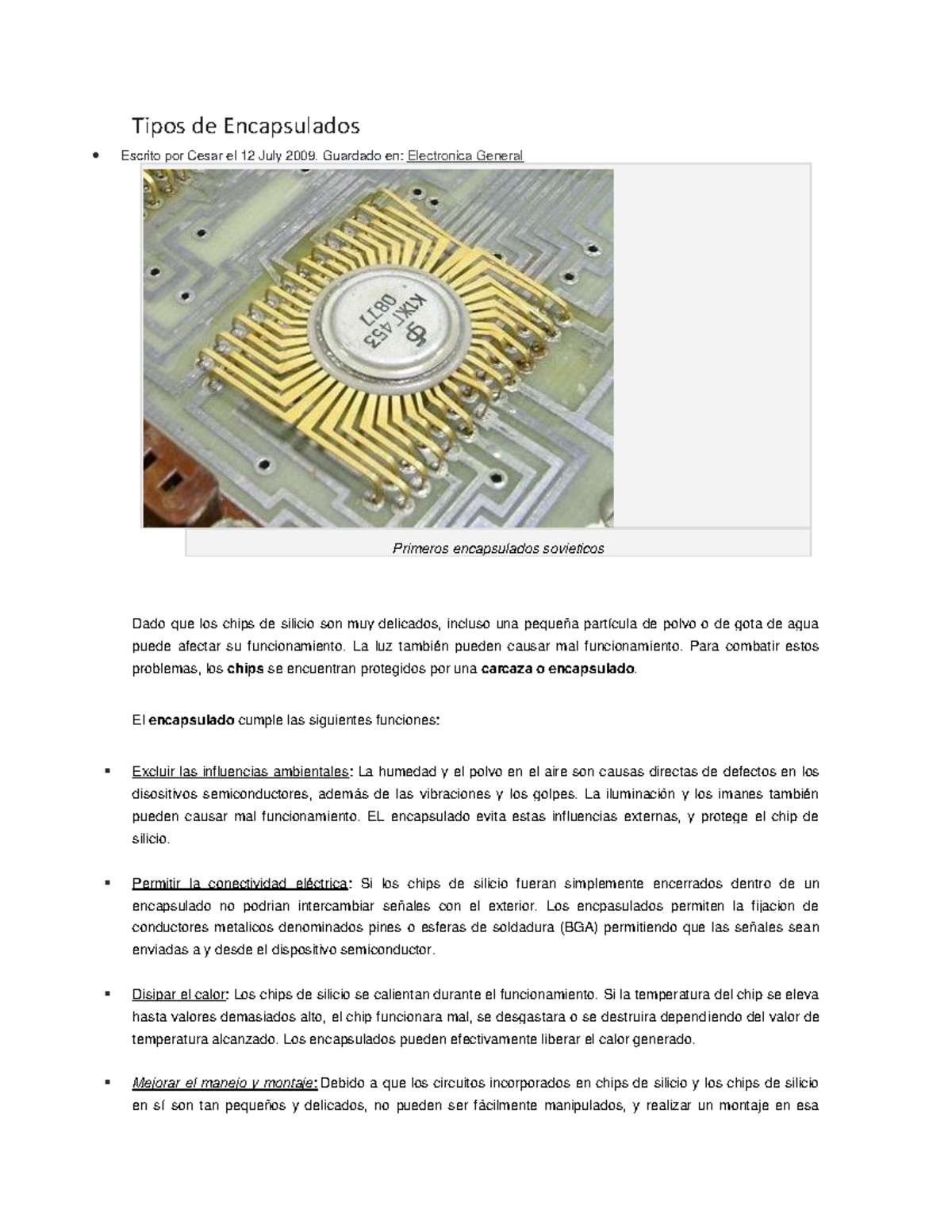 Tipos de Encapsulados en Electrónica: Guía Completa y Actualizada - Studocu