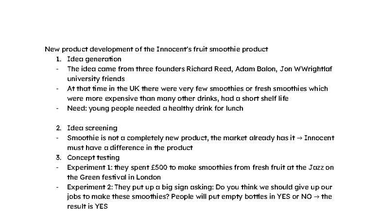 NDP Case Study: Fruit Smoothie Development Process - Studocu