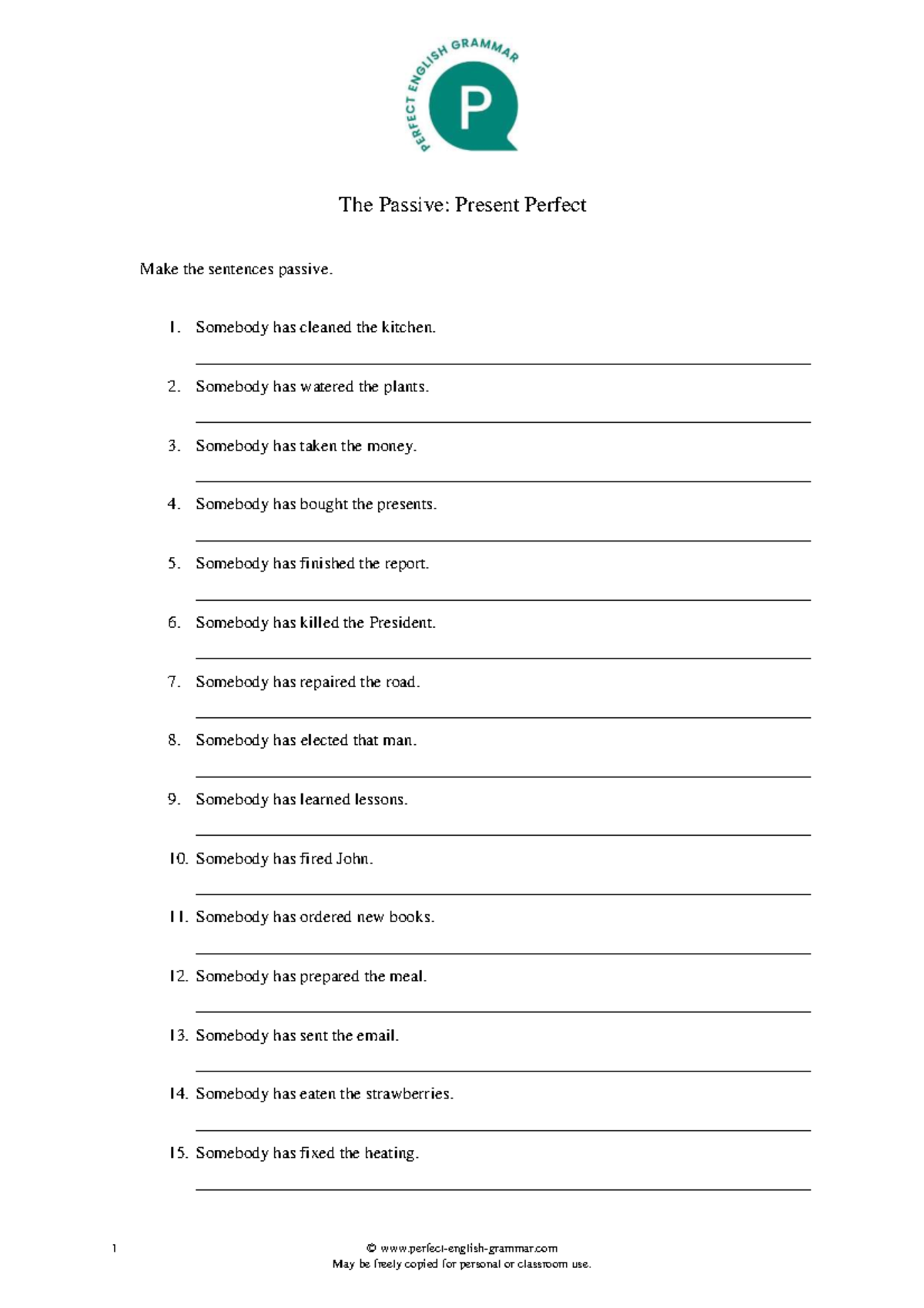 Passive Voice: Present Perfect Tense Exercises and Examples - Studocu