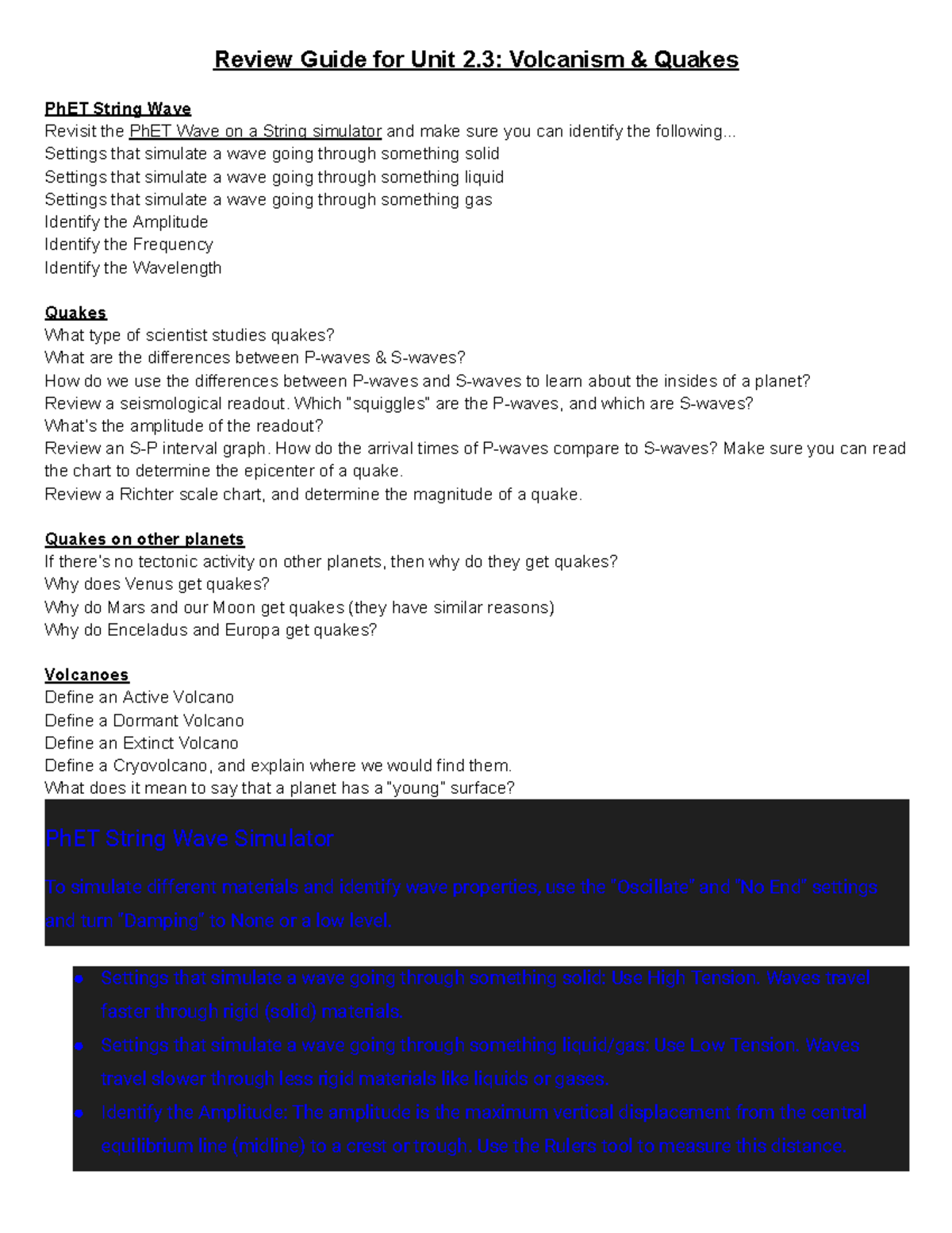 Unit 2.3 Quiz Review: Volcanism and Seismic Activity Insights - Studocu