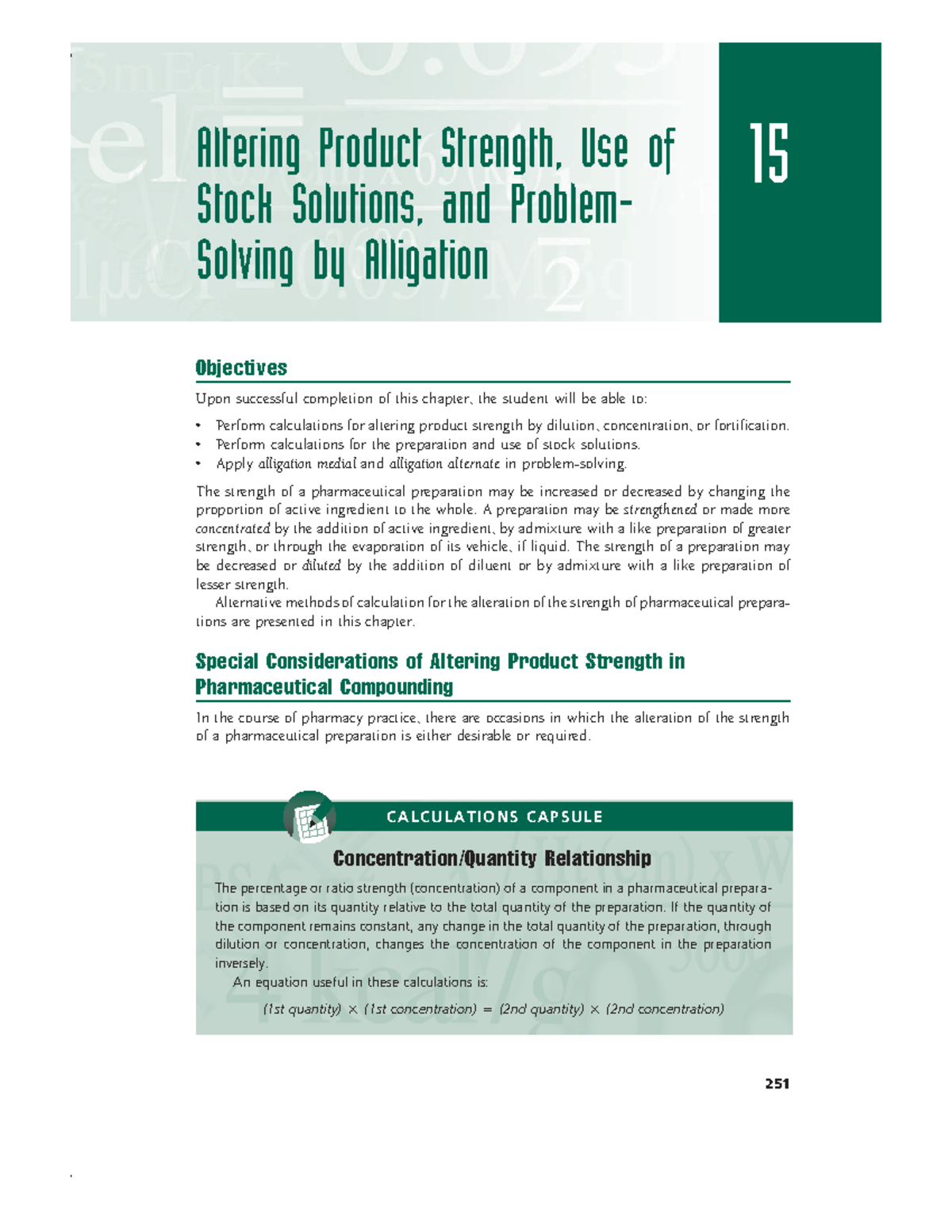 Chapter 15 - Altering Product Strength and Stock Solutions in ...