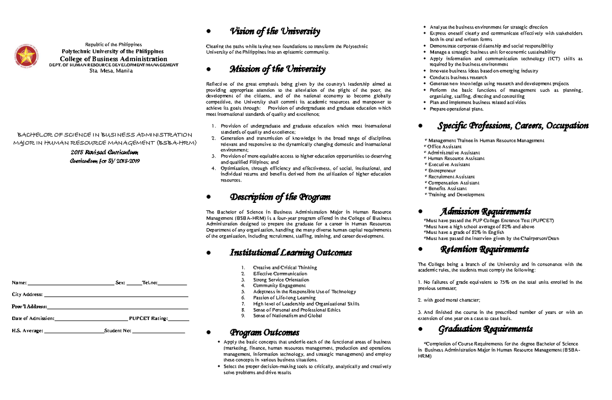 Curriculum-2018 BSBA-HRM - Republic of the Philippines Polytechnic ...