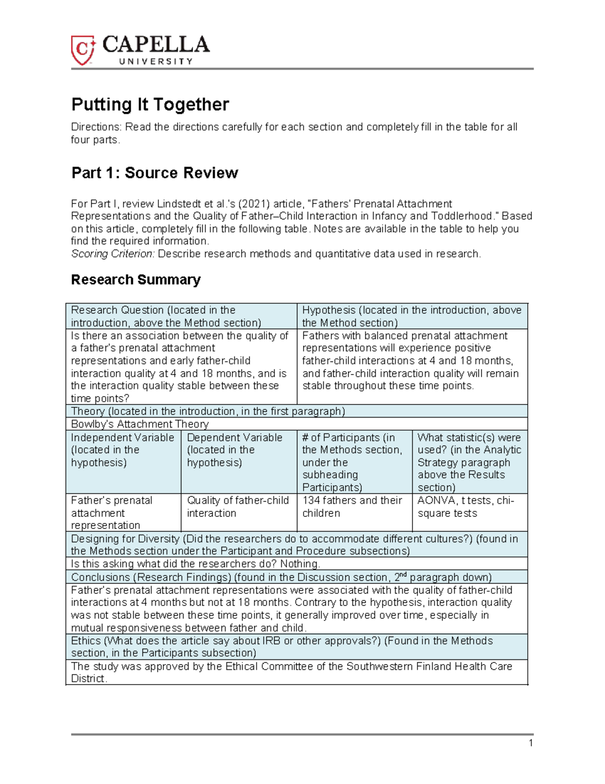Assessment 1: Prenatal Attachment & Interaction Quality Analysis (PSY ...