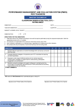 Annex C-7 COT Observation Notes Form - PERFORMANCE MANAGEMENT AND ...