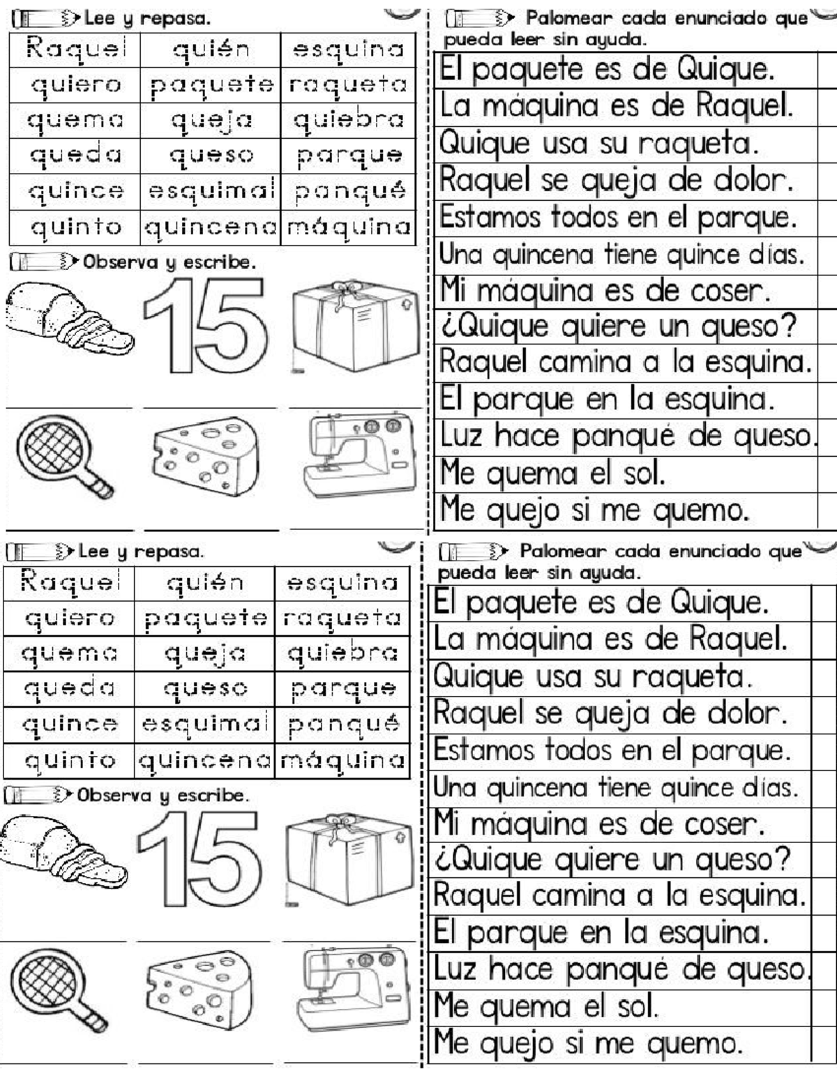2. Repasando que y qui - tareas - With Lee y repasa. ) WM Palomear cada ...