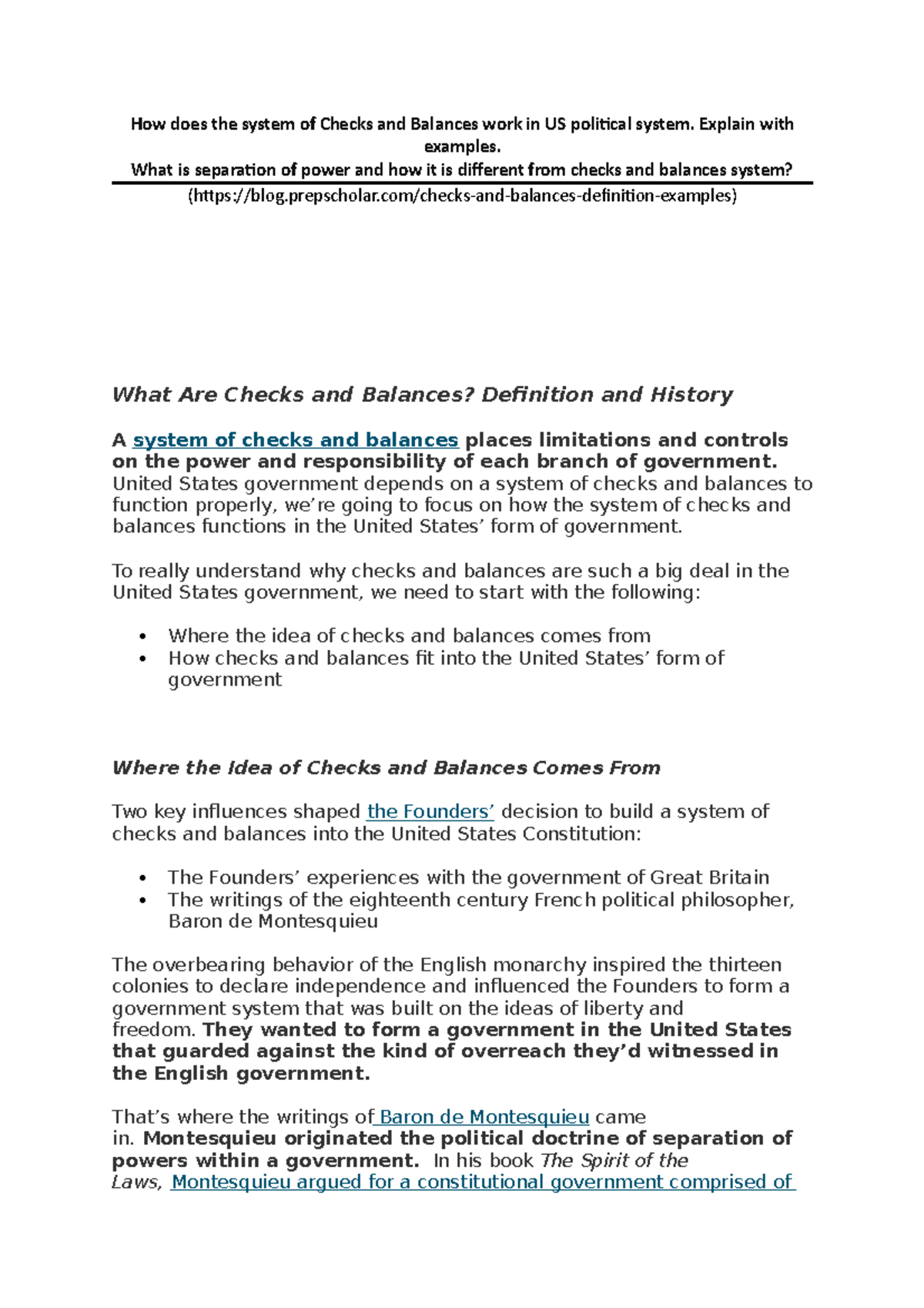 Checks and Balances in the US Political System: Understanding Structure ...