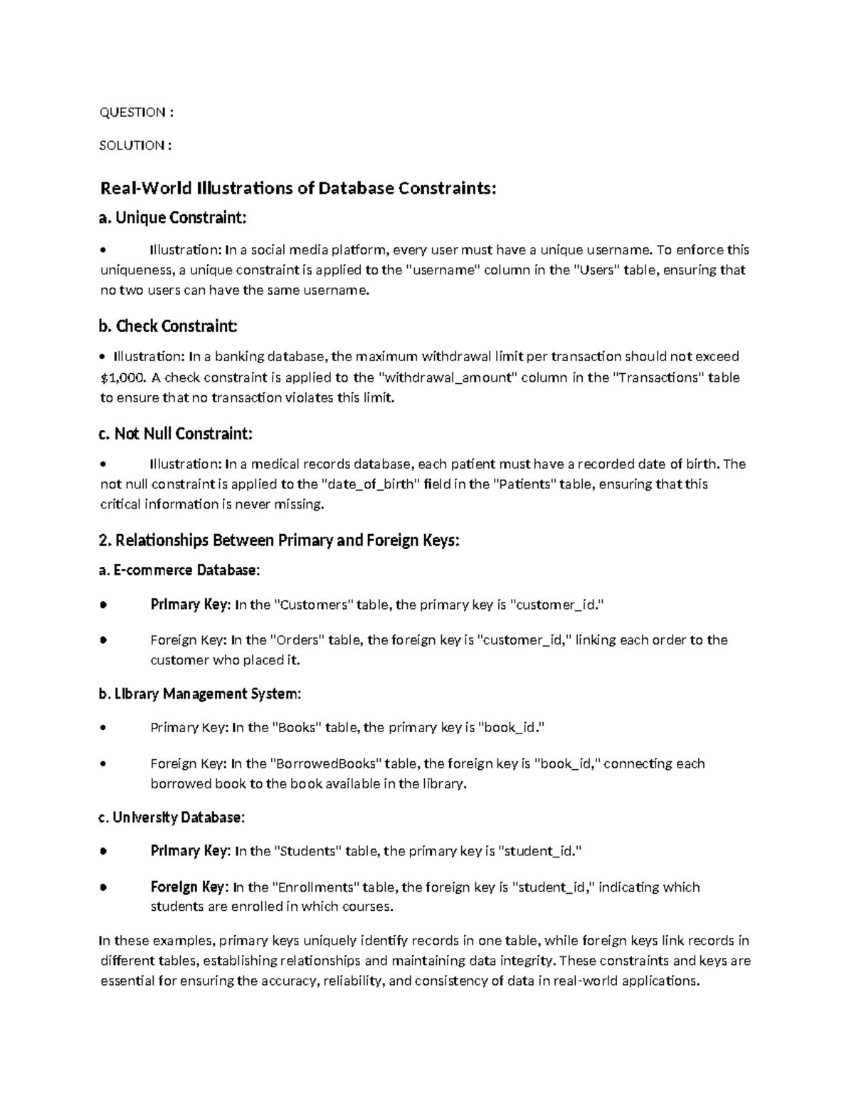 DATABASE KEYS & CONSTRAINTS - Real-World Examples & Implementation ...