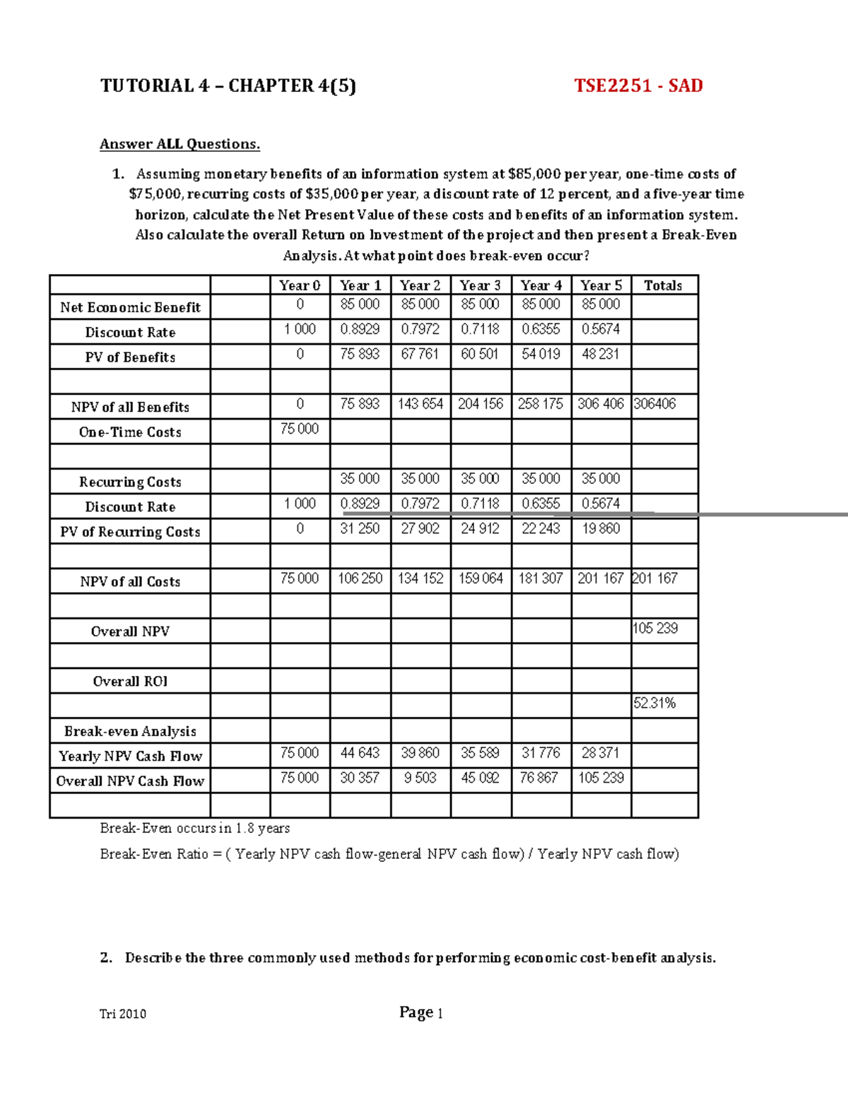 Tuto 4 Ans - Tutorial 4 Answer - Tri 2010 Page 1 TUTORIAL 4 – CHAPTER 4 ...