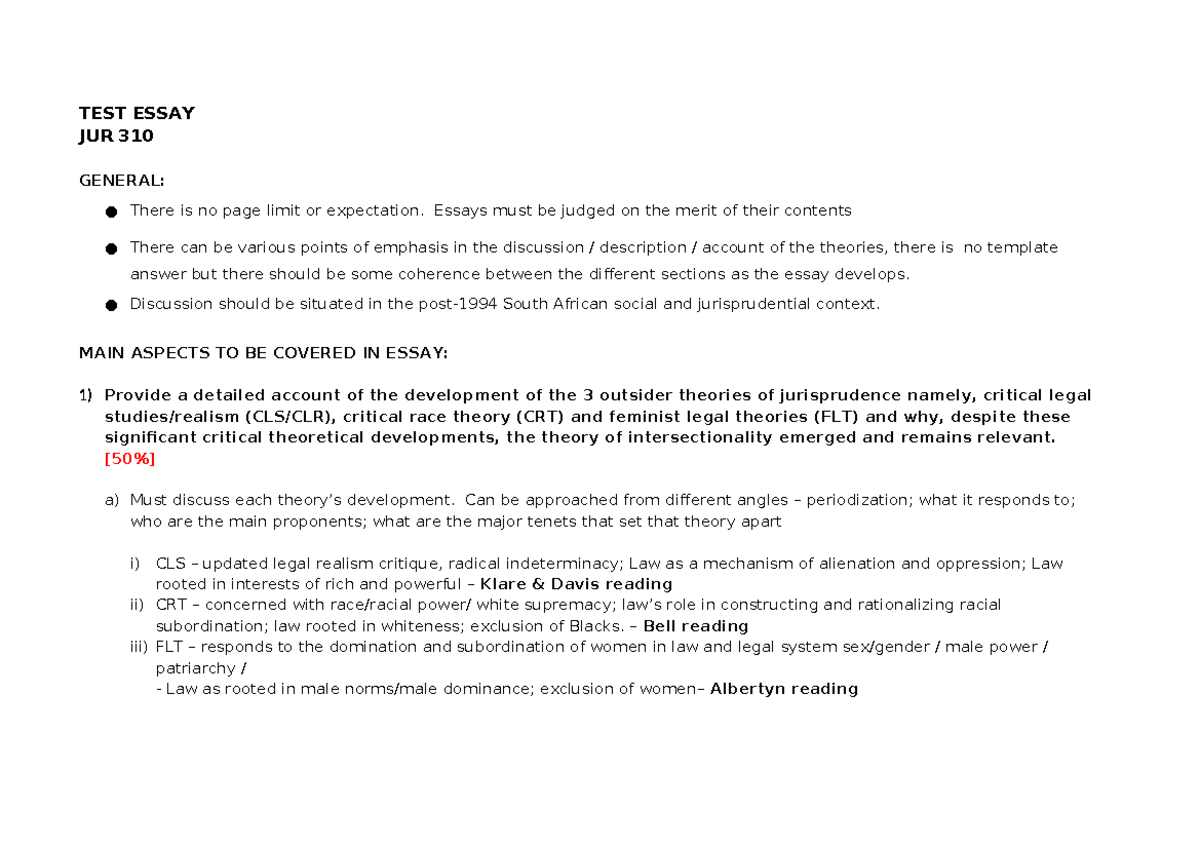 JUR 310 Final Essay Guide: Critical Theories & Intersectionality ...