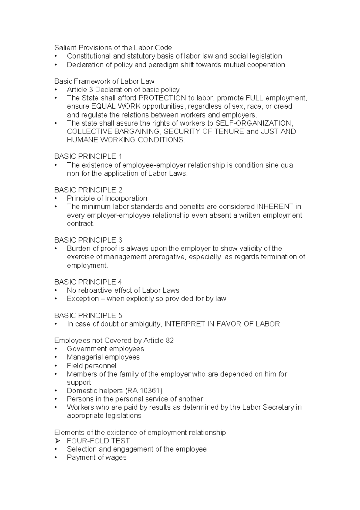 Salient Provisions of the Labor Code - Salient Provisions of the Labor ...