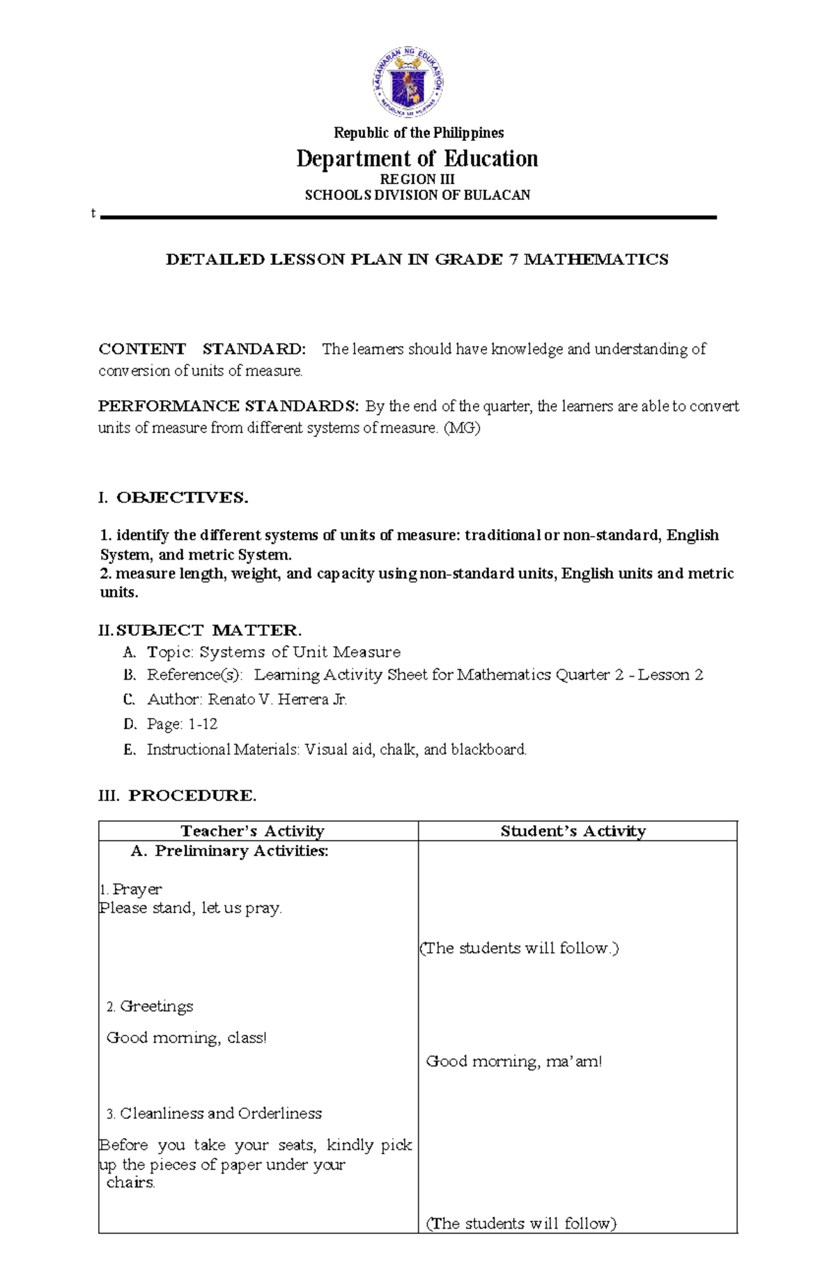 DLP Math 7 - Understanding Unit Conversion Methods and Applications ...
