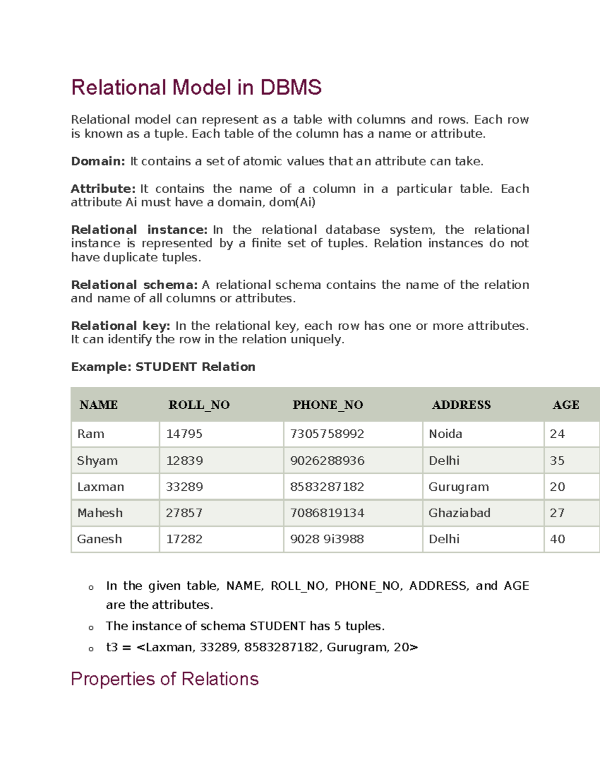 Unit 2 DBMS AKTU: Understanding the Relational Model and Calculus - Studocu