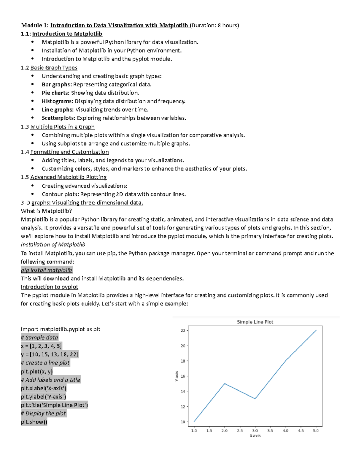 Data Visualization Notes - Introduction to Matplotlib Techniques - Studocu