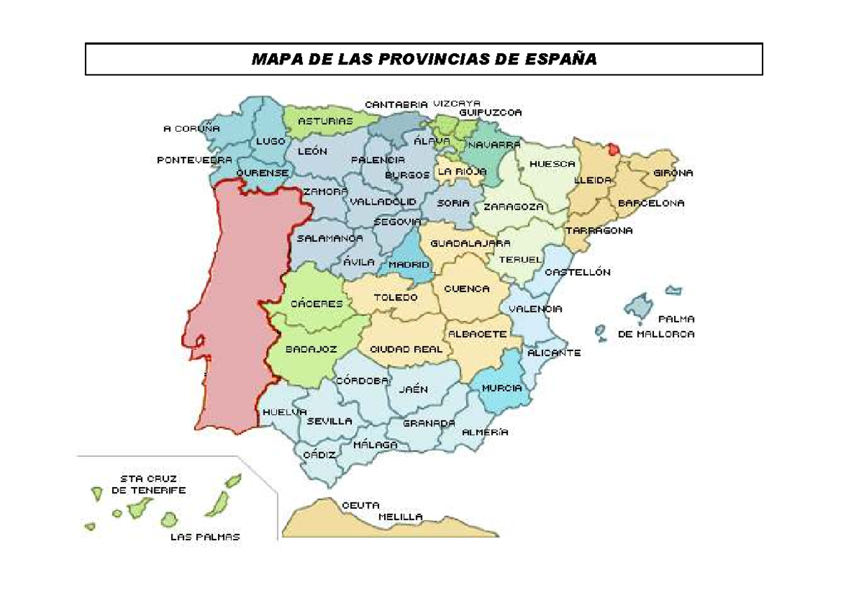 Mapa de las Provincias de España: Cantabria, Vizcaya, y Más - Studocu