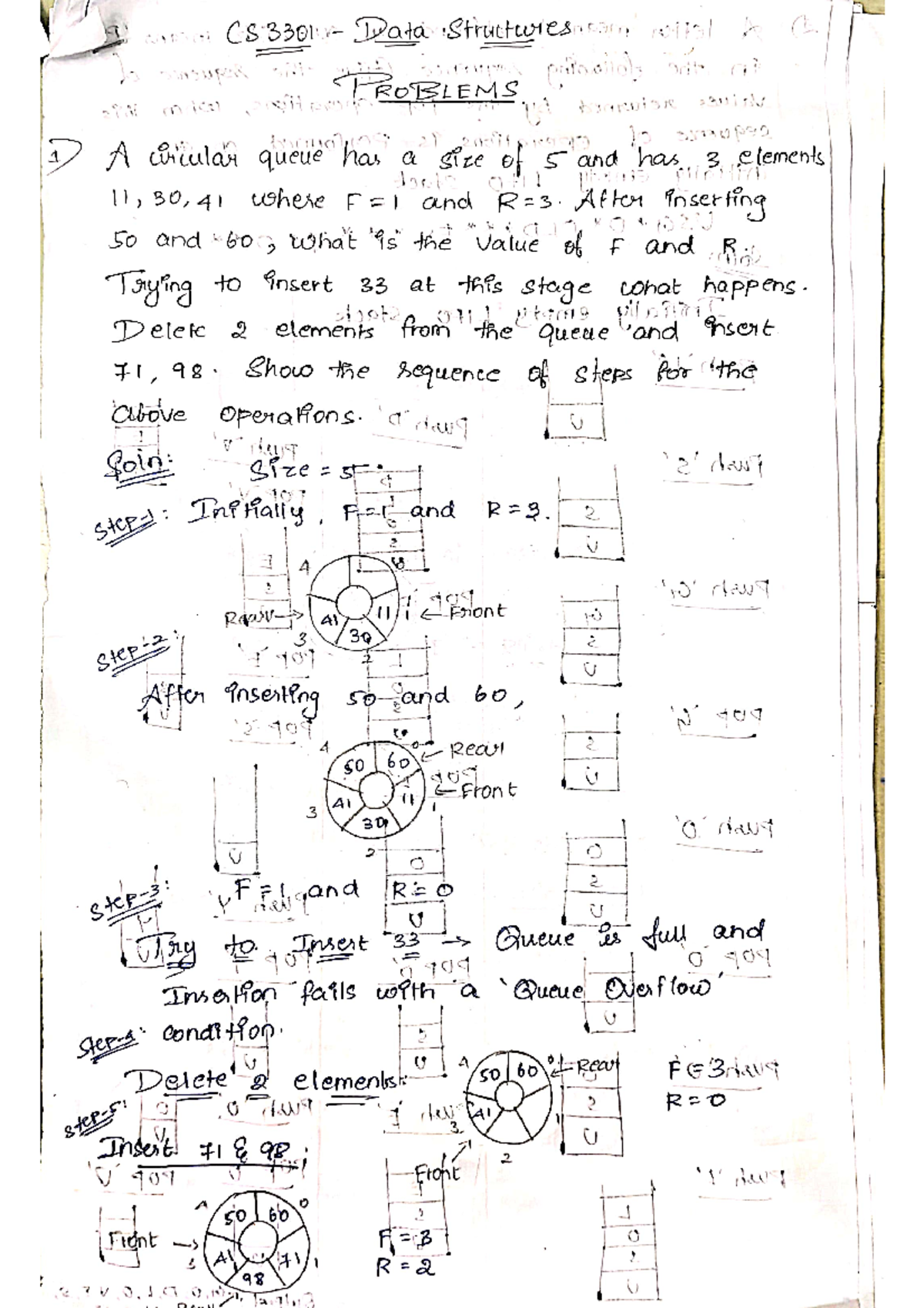 Ds problems - Ntg - a CS 3301 Data Structures PROBLEMS 1 A circular ...