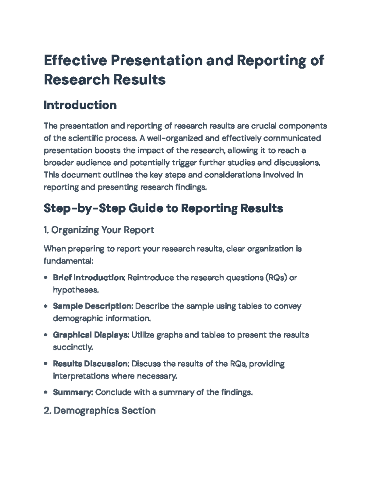 Guide to Effective Presentation of Research Results - Studocu