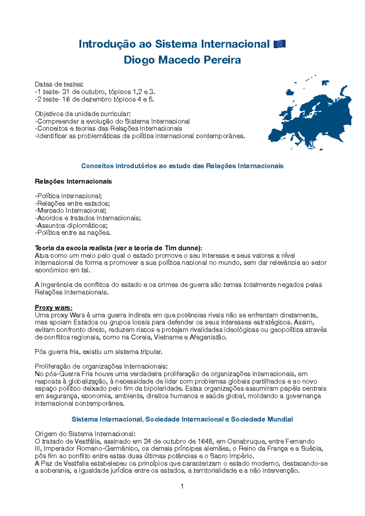 Introdução ao Sistema Internacional - Diogo Macedo Pereira (25/26 ...