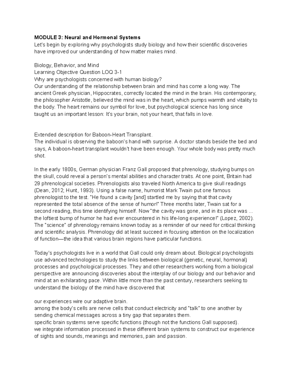 MODULE 3: Neural and Hormonal Systems - Exploring Neuroplasticity and ...