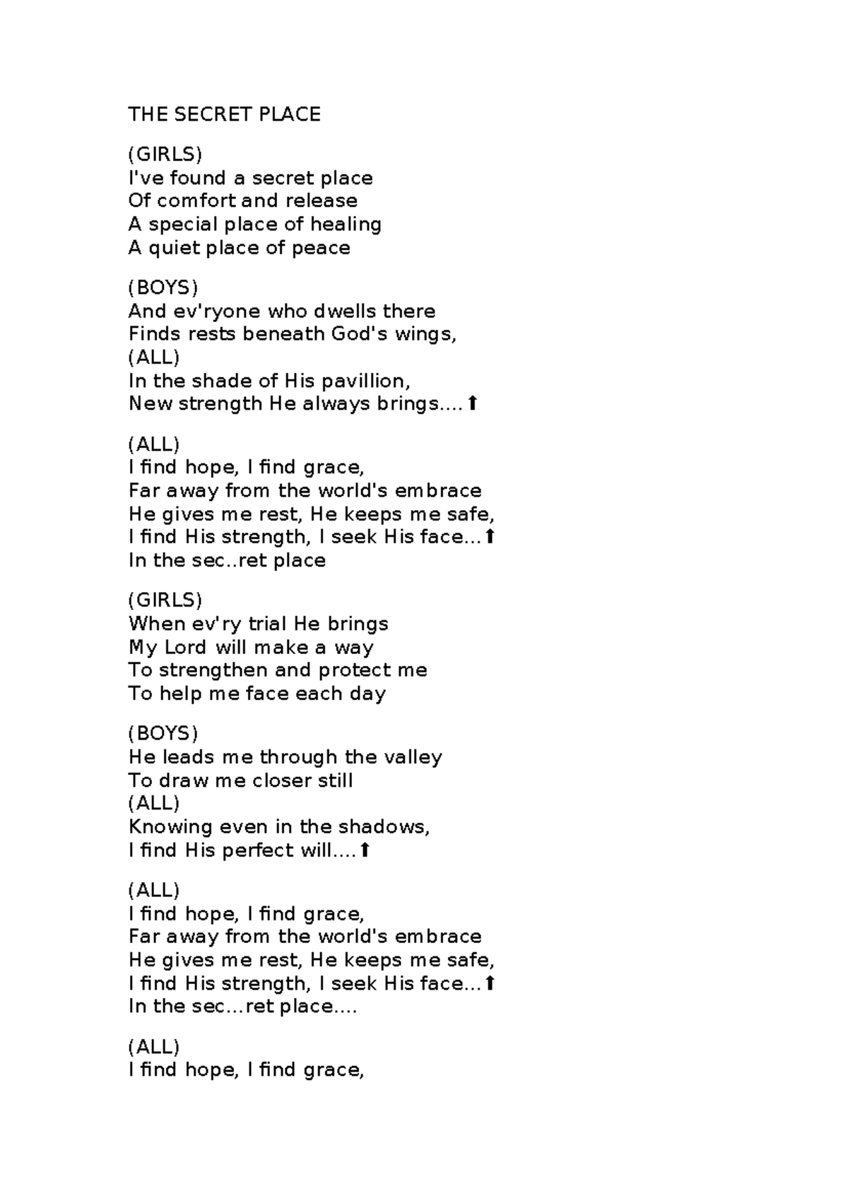 THE SECRET PLACE - Music Sheet Analysis - Studocu