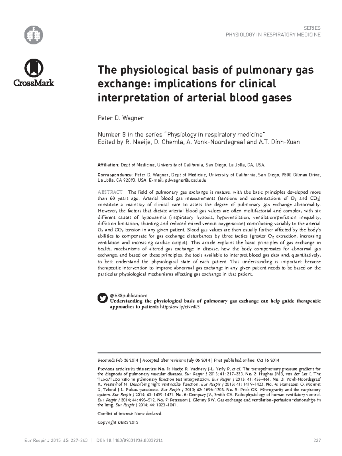 Physiology of Pulmonary Gas Exchange: Insights for Clinical ABG ...