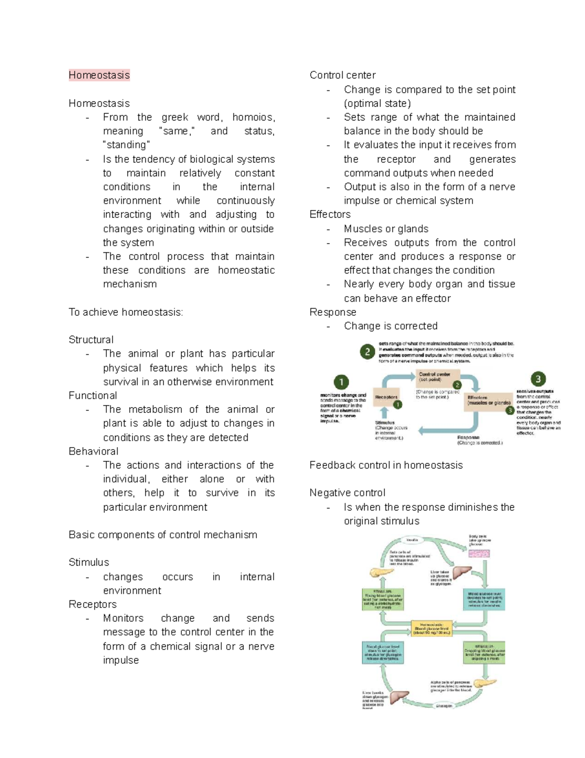 Gb2 Finals - Homeostasis Mechanisms and Control Processes - Studocu